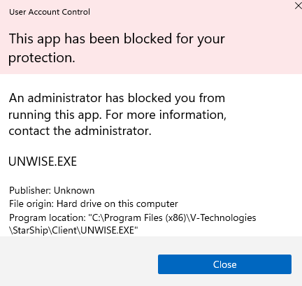 Uninstall - 'This app has been blocked for your protection'